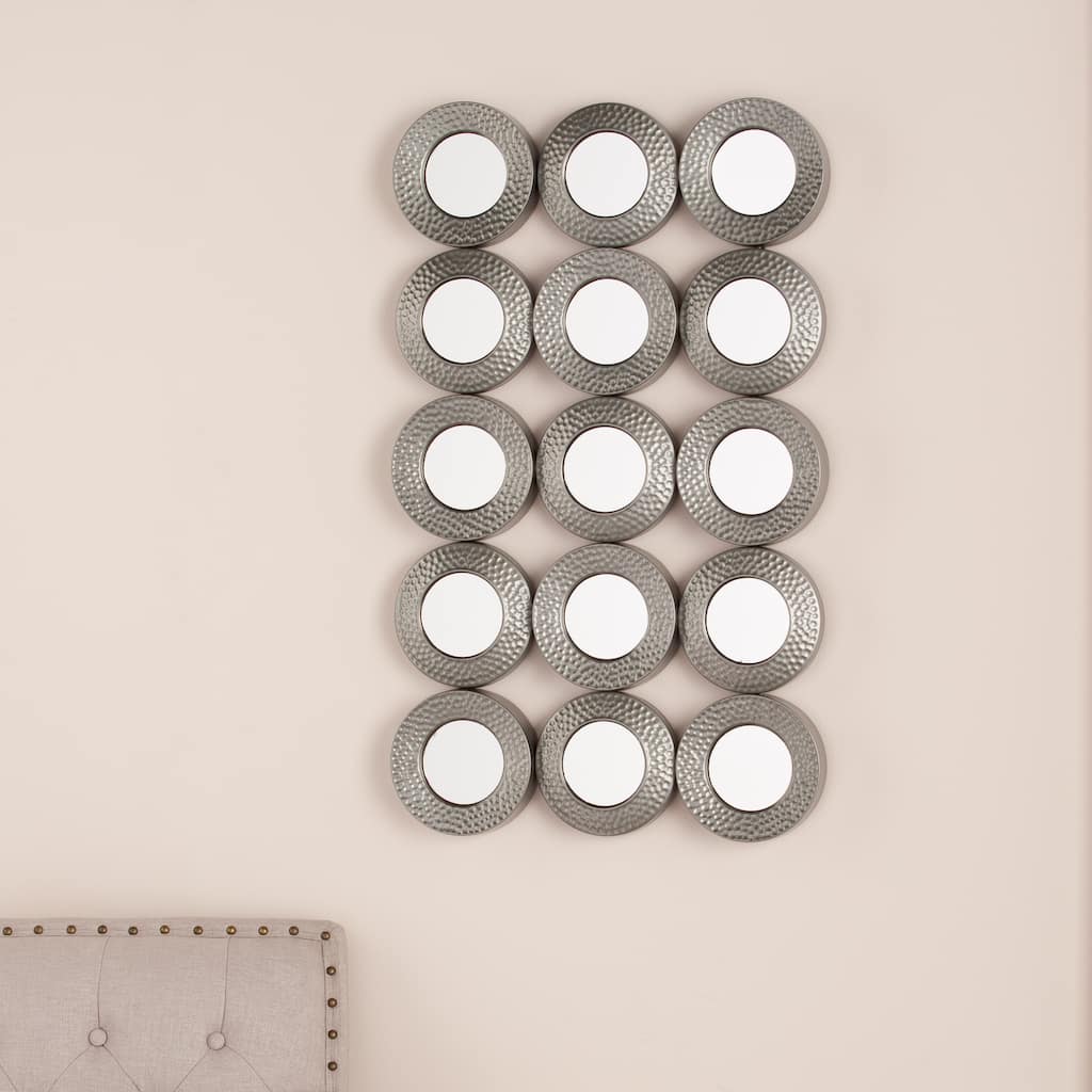 Hammered Silver Sphere Grid Wall Sculpture - Overstock - 20881798