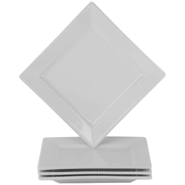 10 Strawberry Street Beaded Square White Dinner Plate (Set of 4) - Bed ...