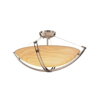 Justice Design Porcelina Crossbar 6-light Brushed Nickel Round Bowl ...
