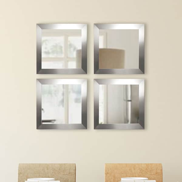 American Made Rayne Silver Wide Square Wall Mirror Set - Bed Bath ...