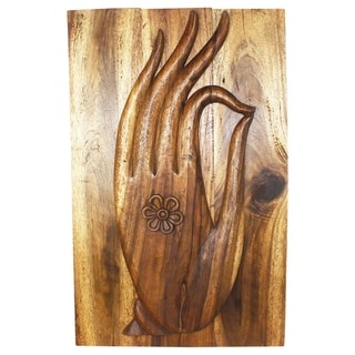 Haussmann Handmade Wood Mudra Hand Wall Panel 24 in x 36 H - 3D Walnut ...