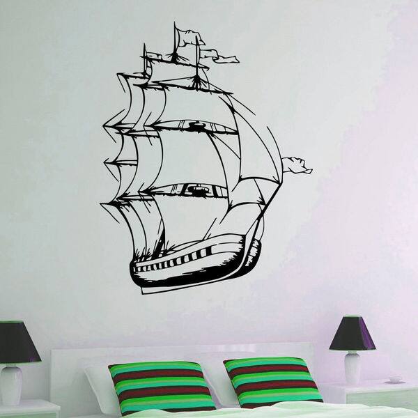 Sail Ship Boat Vinyl Wall Art Decal Sticker - Bed Bath & Beyond - 10507875