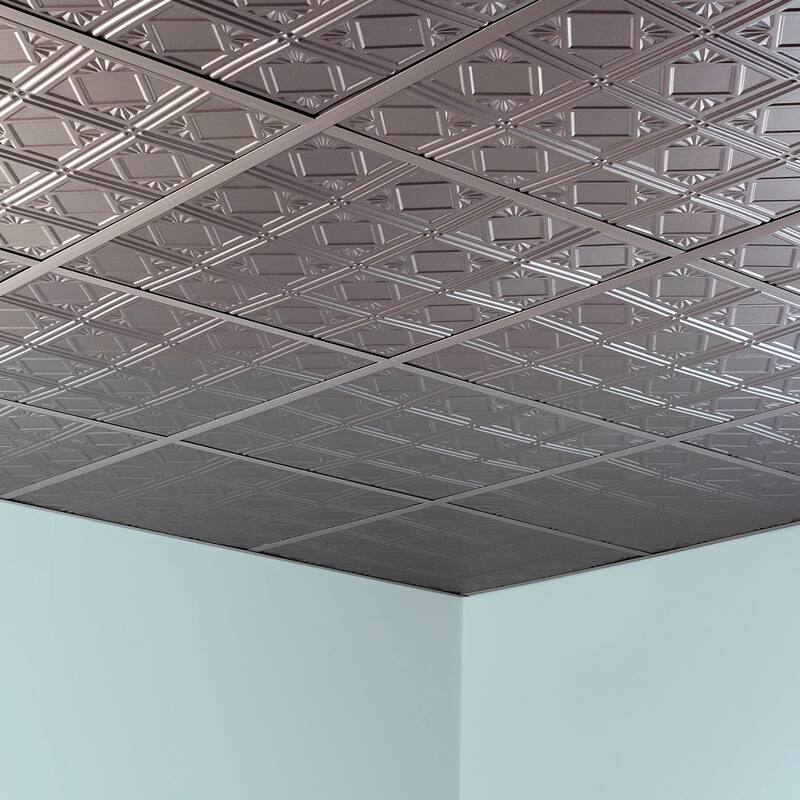 Fasade Traditional Style #4 Brushed Nickel 2-foot Square Lay-in Ceiling ...