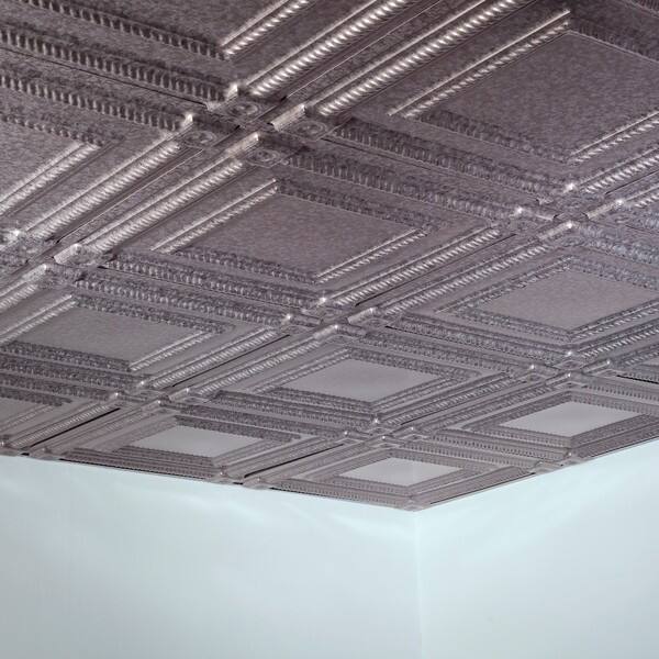 Fasade Coffer Galvanized Steel 2-foot Square Lay-in Ceiling Tile - Bed ...