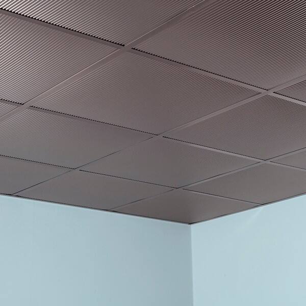 Fasade Rib Brushed Nickel 2-foot Square Lay-in Ceiling Tile - Bed Bath ...
