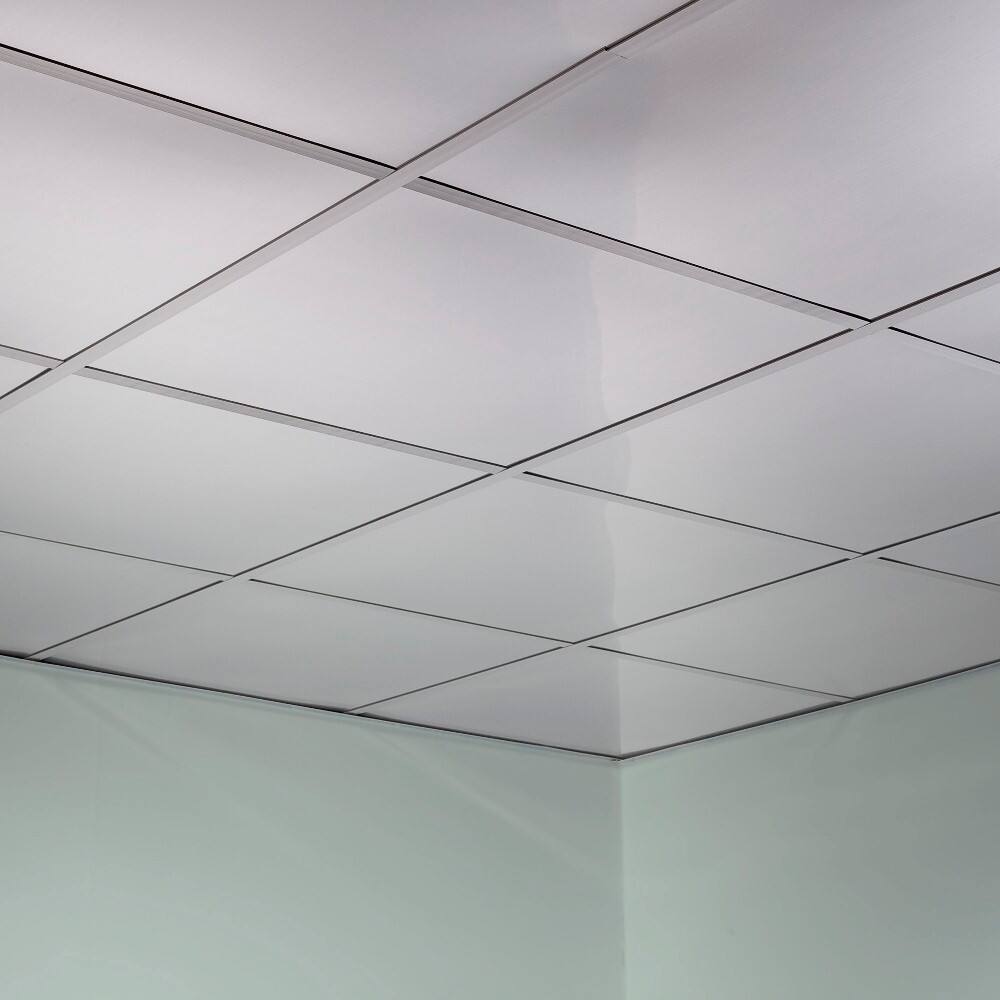 Fasade Flat Brushed Aluminum 2-foot Square Lay-in Ceiling Tile ...