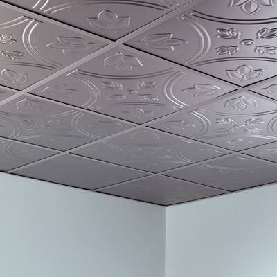 Fasade Traditional Style #5 Argent Silver 2-foot Square Lay-in Ceiling ...