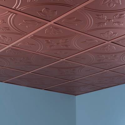 Fasade Traditional Style #5 Argent Copper 2-foot Square Lay-in Ceiling ...
