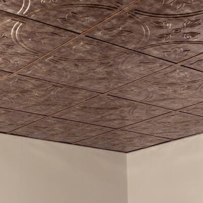 Fasade Traditional Style #5 Bermuda Bronze 2-foot Square Lay-in Ceiling ...