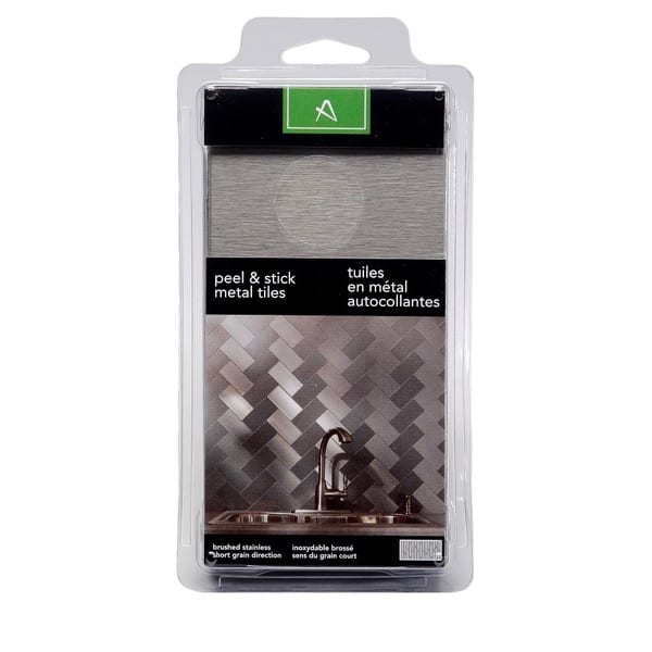 Aspect 3x6-inch Brushed Stainless Short Grain Metal Tile (8-pack) - Bed ...