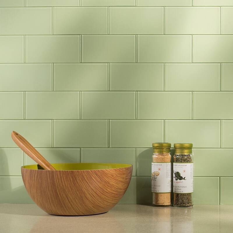 Aspect 3x6-inch Fresh Sage Glass Tile (8-pack) - Overstock - 10517229
