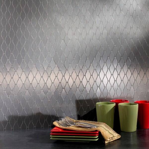 Aspect 6x4-inch Wavelength Stainless Matted Metal Tile (6-pack) - Bed ...
