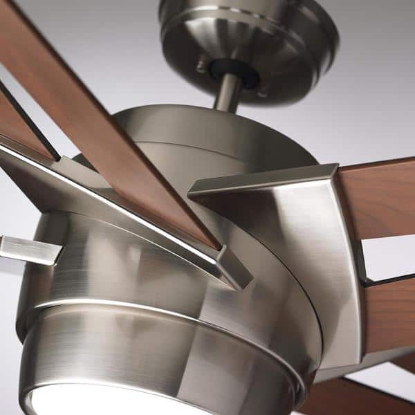 Emerson Luxe Eco 54-inch Walnut Blades Brushed Steel Modern Ceiling Fan ...