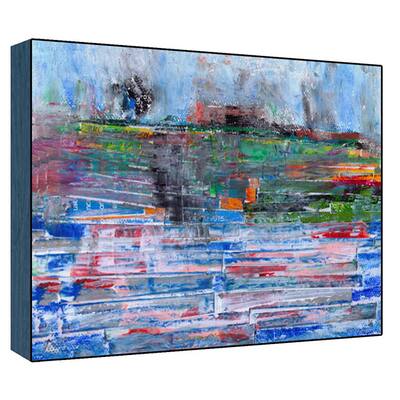 28x22 Blue Landscape View Wood Art - Overstock - 10521389