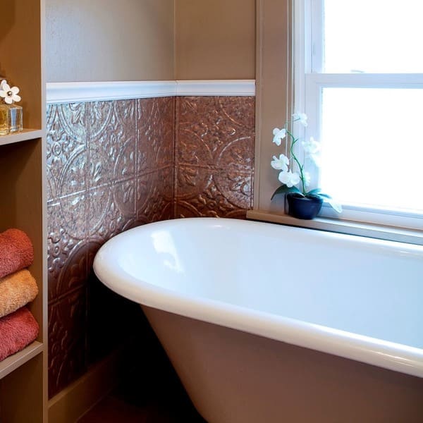 FASÄDE Traditional 2 4-foot x 8-foot PVC Wall Panel in Cracked Copper ...