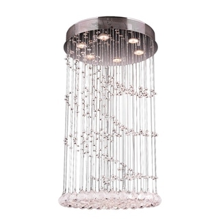 Crystal Rainfall 6-light Chrome Finish and Faceted Crystal Helix Spiral ...
