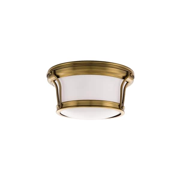 Hudson Valley Newport Flush 2-light Aged Brass Small Flush Mount - Bed Bath & Beyond - 10533454