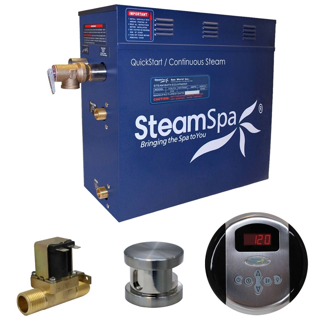 SteamSpa Oasis 7.5 KW QuickStart Steam Bath Generator Package with ...