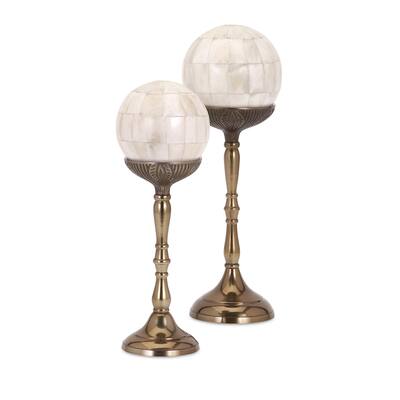 Beth Kushnick Bone Ball and Stand (Set of 2) - Overstock - 10565815