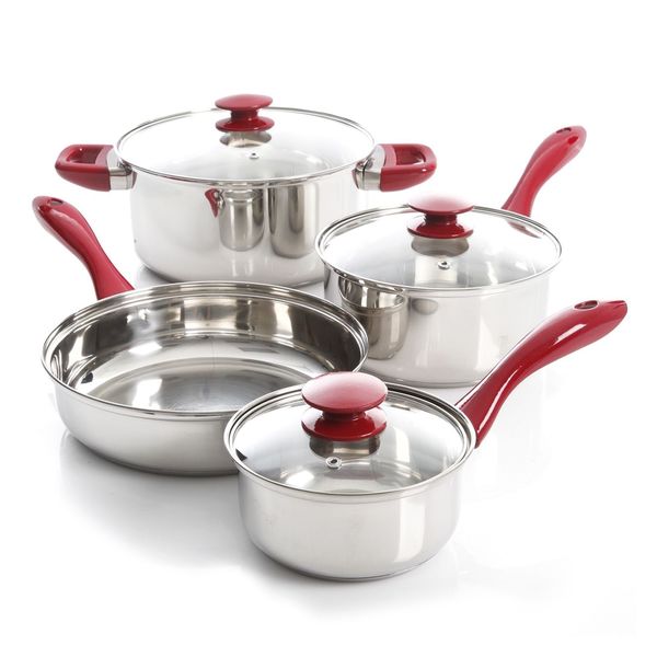 Sunbeam Crawford 7-pc. Stainless Steel Cookware (Red) - Overstock ...