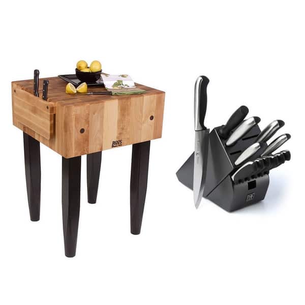 John Boos Black 24x24 Natural Butcher Block Table PCA3 with Casters and ...