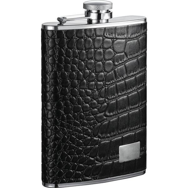 Visol Gator Black Textured Leather Liquor Flask - 8 ounces - Bed Bath ...