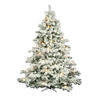 7.5' x 68" Flocked Alaskan Tree with Clear and White Lights - Bed Bath ...