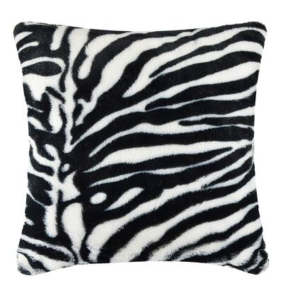 Vue Zebra Faux Fur 18-inch Square Pillow - Overstock - 10612612