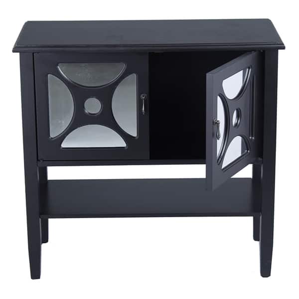 Heather Ann 2-door Console Cabinet with Mirror Insert and Bottom Shelf ...