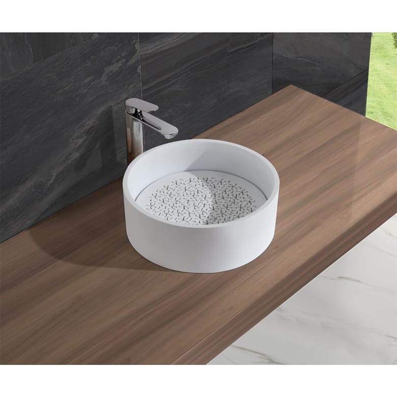 15-3/4-Inch Stone Resin Solid Surface Round Shape Bathroom Vessel Sink - Bed Bath & Beyond ...
