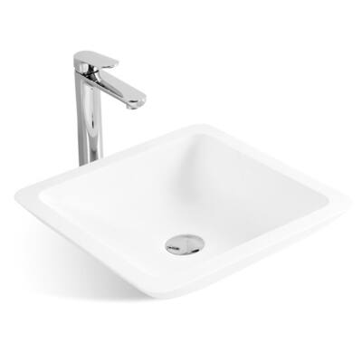 16-3/4-Inch Stone Resin Solid Surface Square Slope Shape Bathroom ...