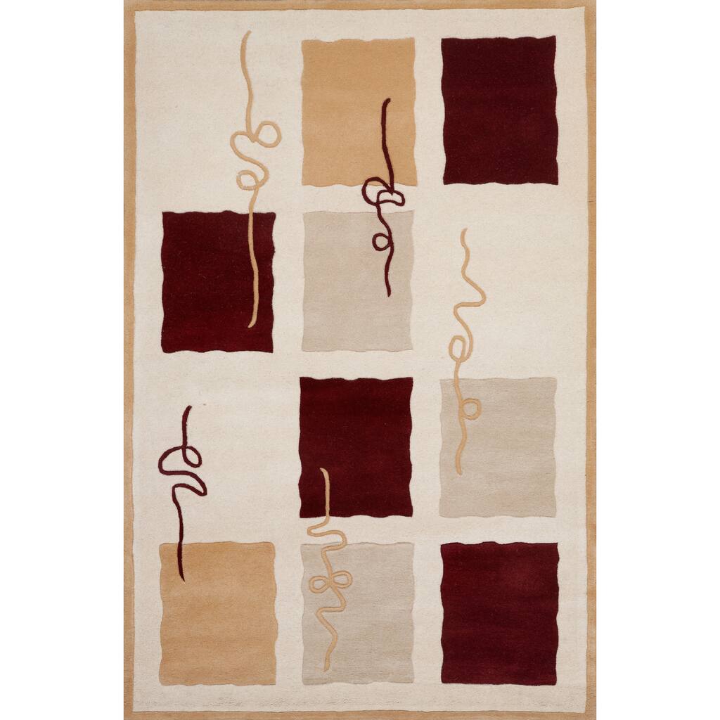 ABC Accents Geometric Box Pattern Ivory Multi Rug - Overstock - 10629952