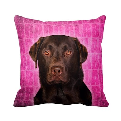 Chocolate Labrador Grunge 16-inch Throw Pillow - Overstock - 10633557