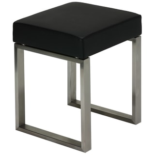 Strick & Bolton Stephen Stainless Steel Black Vinyl Stool - Bed Bath ...