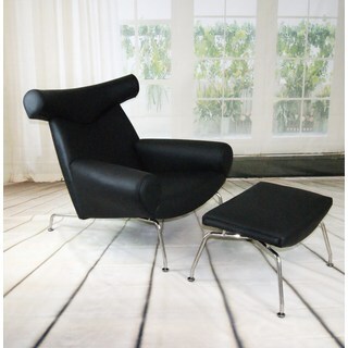 Italian Leather Bull Lounge Chair and Ottoman Set - Bed Bath & Beyond ...