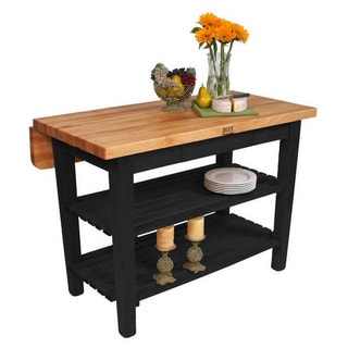 John Boos Black 48-inch Kitchen Island Bar with 13-piece Hencles Knife ...