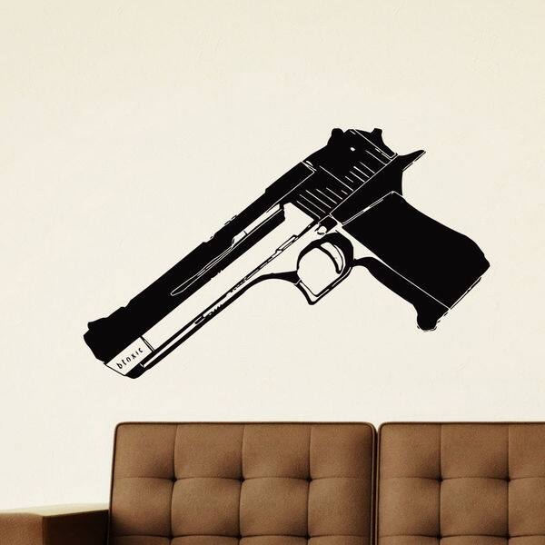 Pistol Handgun Wearpon Vinyl Wall Art Decal Sticker - Bed Bath & Beyond ...