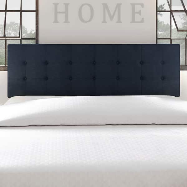 Porch & Den Hyperion Navy Blue Tufted Fabric Headboard - Bed Bath ...