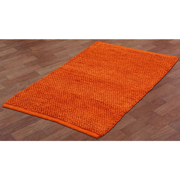 Plush Nubby Orange 30 x 50 inch Bath Rug - 2'6" x 4'2" - Bed Bath ...