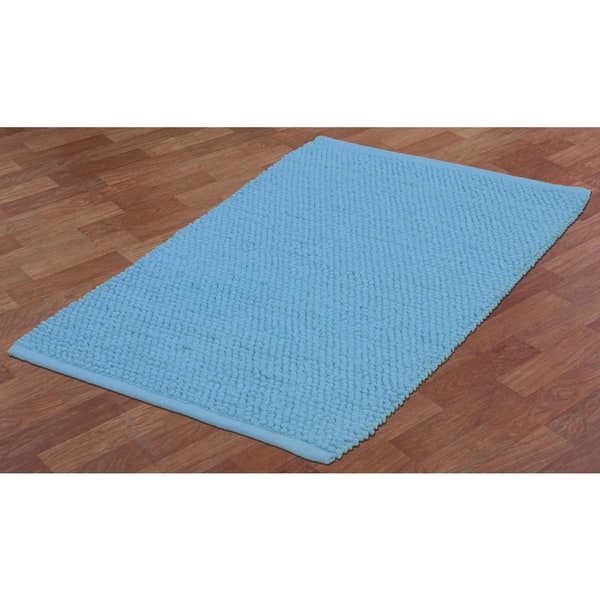 Plush Nubby Light Blue 30 x 50 inch Bath Rug - 2'6" x 4'2" - Bed Bath ...