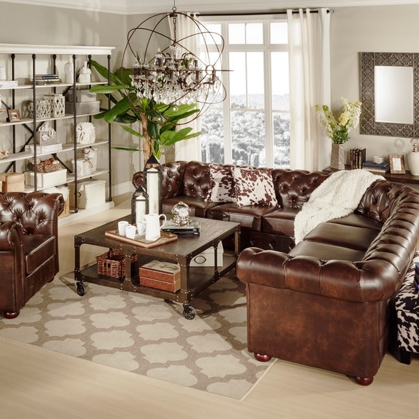 Chesterfield l shape sofa leather store