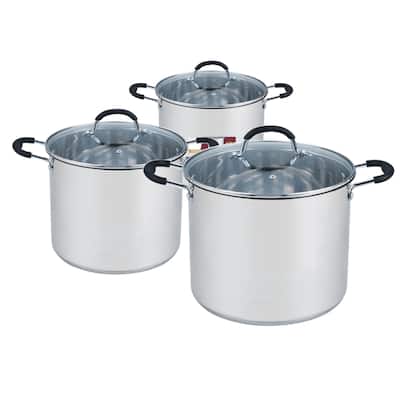 6-piece Stainless Steel Sauce Pot Set with Silicone Handles - Overstock ...