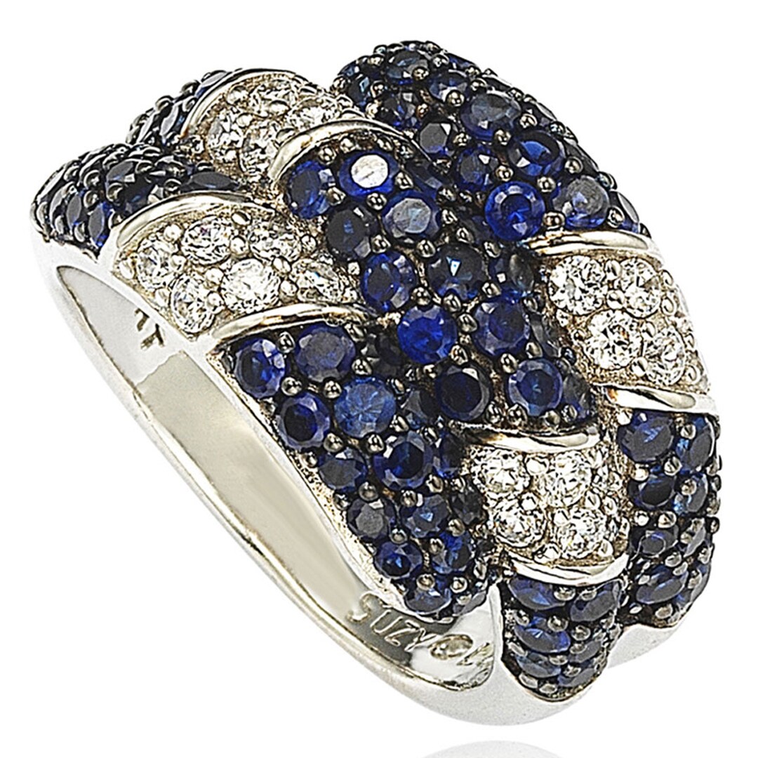 Suzy Levian Sapphire and Diamond in Sterling Silver and 18K Gold ...