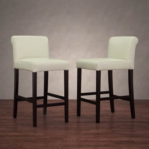 Cosmopolitan Creme Leather Counter Stools (Set of 2) in Cream (As Is ...