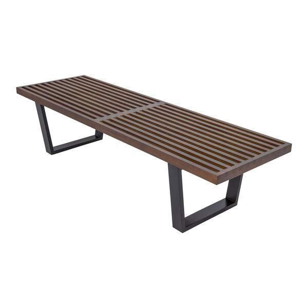 LeisureMod Inwood 5-foot Platform Slat Dark Walnut Wood Bench - Bed ...