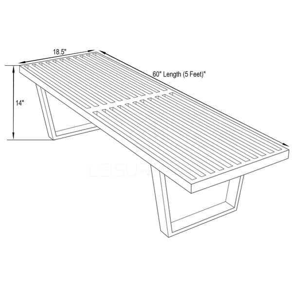 LeisureMod Inwood 5-foot Platform Slat Dark Walnut Wood Bench - Bed ...