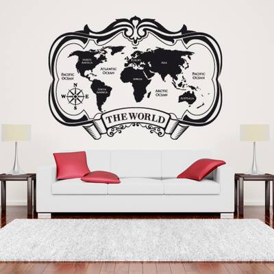 The World Map World Vinyl Wall Art - Overstock - 10763927