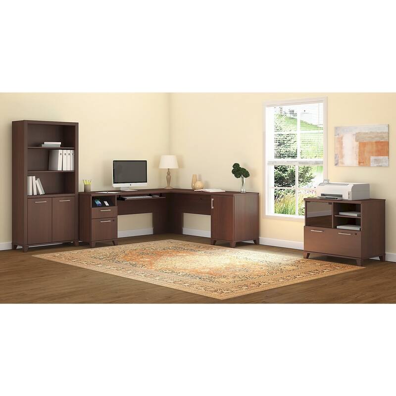 Achieve L Shaped Desk with Bookcase and Printer Stand File Cabinet ...