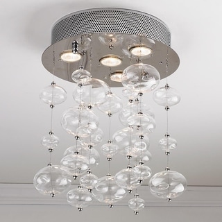 Contemporary 4 Light Chrome Finish and Clear Blown Glass Bubble Ceiling ...