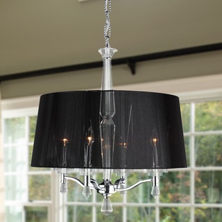 Elegant 4 Light Chrome Finish Crystal Chandelier with Black String ...